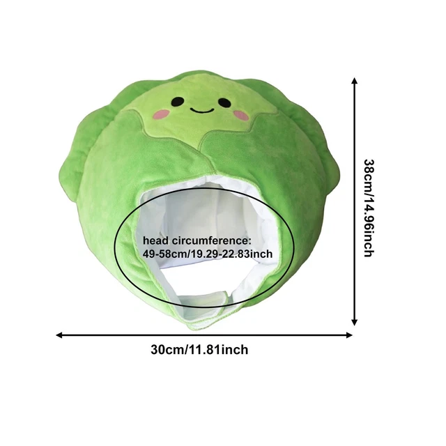 SOFT PLUSH CABBAGE Hat Cartoon Funny Dress up Cute for Winter Warm ...