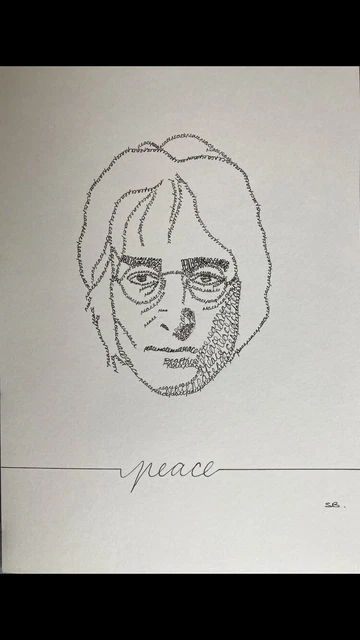 ORIGINAL WORD DRAWING Of John Lennon ‘peace’ A4 £20.00 - PicClick UK