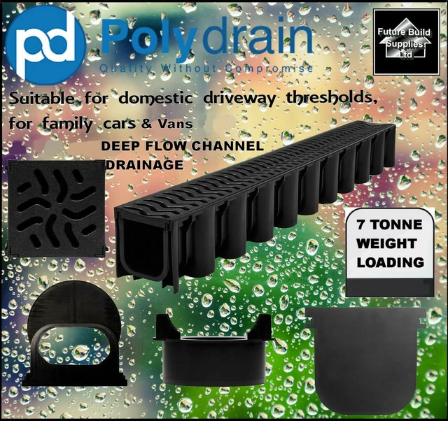 HEAVY DUTY DEEP Flow Storm Water Channel Drainage PVC Channel Driveway ...