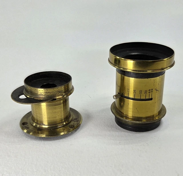 VINTAGE PHOTOGRAPHY BRASS lenses adjustable aperture f/8 to f/64 ...