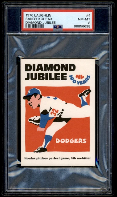 88856698 1976 LAUGHLIN Diamond Cards Jubilee #4 Sandy Koufax PSA 8 ...