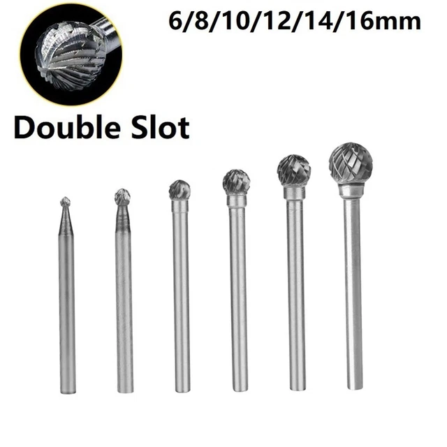 PRECISION DOUBLE GROOVE Ball Shape Carbide Routing Burr Bit Rotary File ...