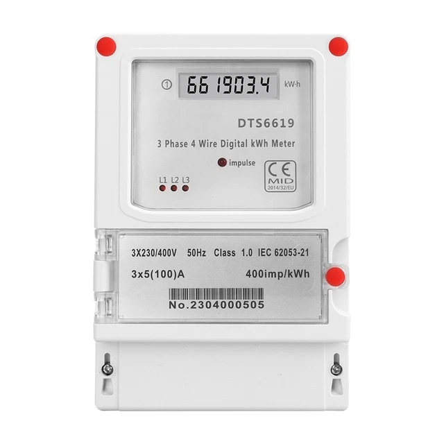 THREE PHASE METER Digital KWh Meter 100A Capacity Easy To Read Display ...