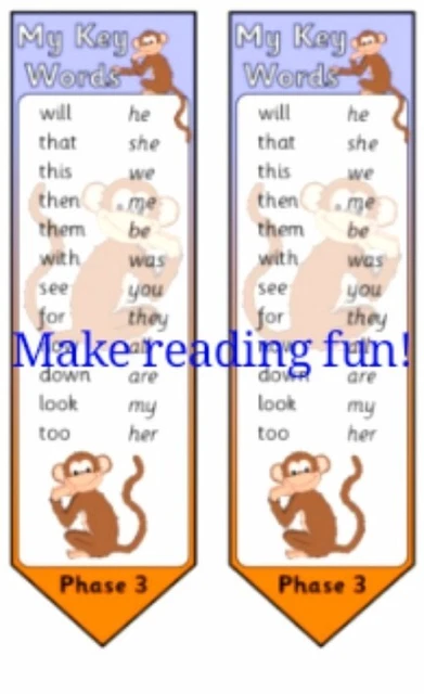 PHASE 2 LAMINATED Phonics Tricky Word Mat Bookmark Age3-6 KS1 reading £ ...
