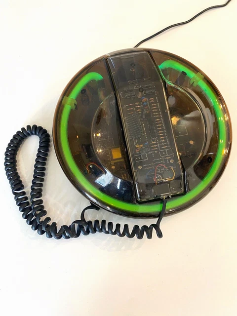 VINTAGE TELEMANIA CLEAR see thru telephone UFO green neon light £42.73 - PicClick UK
