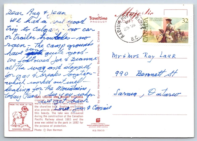 LAKE LOUISE AND Mount Victoria, Banff National Park AB, 1984 Don Harmon ...