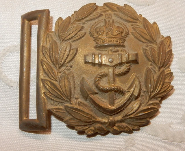ANTIQUE EDWARDIAN ROYAL Navy Belt Buckle Naval Anchor Kc Crown British ...