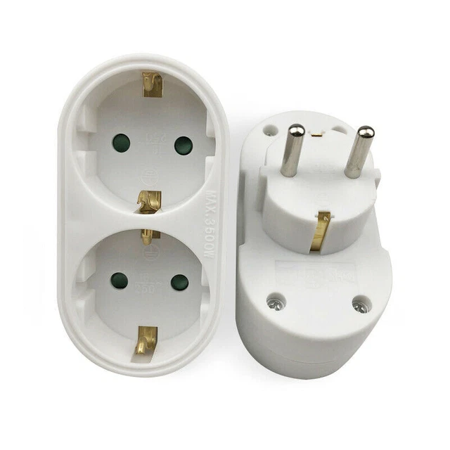 2 FACH DOPPELSTECKER Mehrfachstecker Steckdose Multistecker Adapter ...