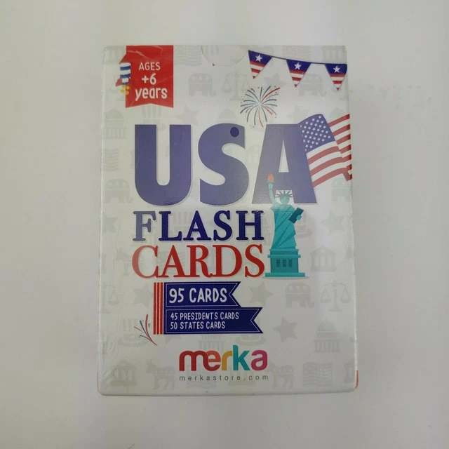 MERKA USA AMERICANA Educational Flashcards Learn Presidents States 95 ...