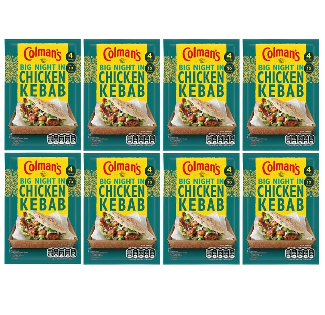 COLMAN'S BIG NIGHT In Chicken Kebab Seasoning Packet Mix 30g PACK OF 8 ...