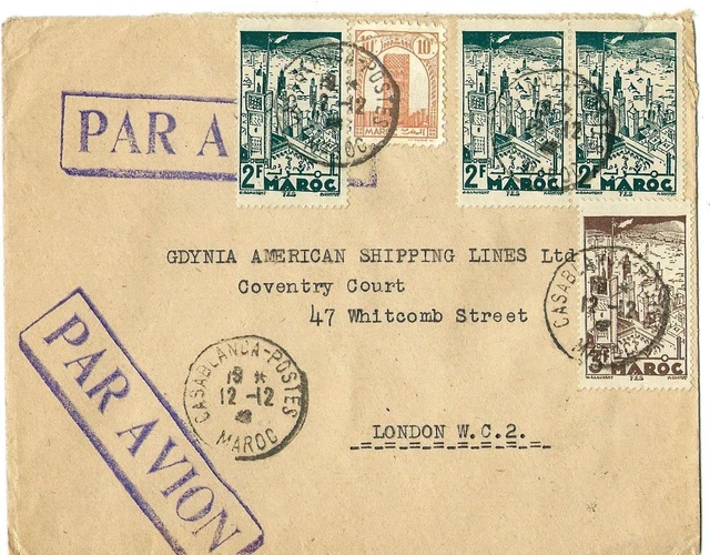 COPERTINA POSTA AEREA commerciale francese Marocco da Casablanca a ...