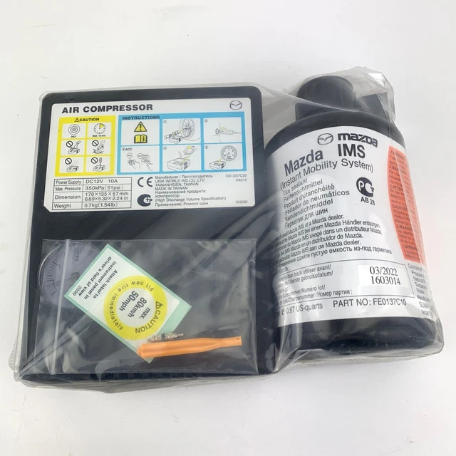 MAZDA AIR COMPRESSOR Puncture Repair Sealant IMS Wheel Tyre Kit Genuine ...