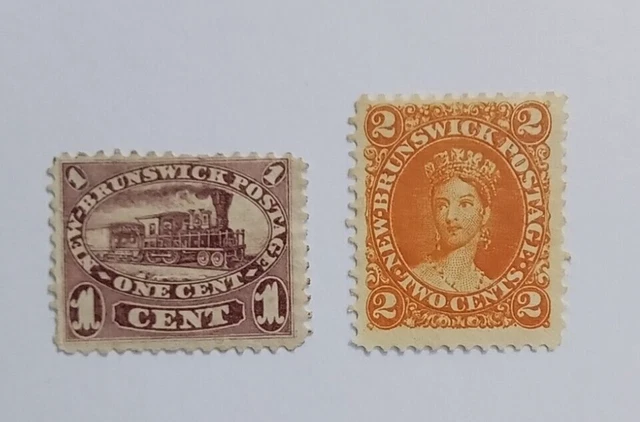 NEW BRUNSWICK 1860 Locomotive 1c & QV 2c orange mint no gum £9.03 ...
