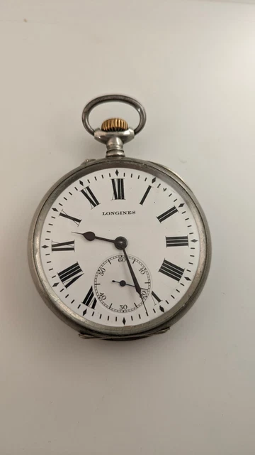 MONTRE GOUSSET POCKET watch LONGINES CHEMIN DE FER ITALIEN ACIER 1910 ...