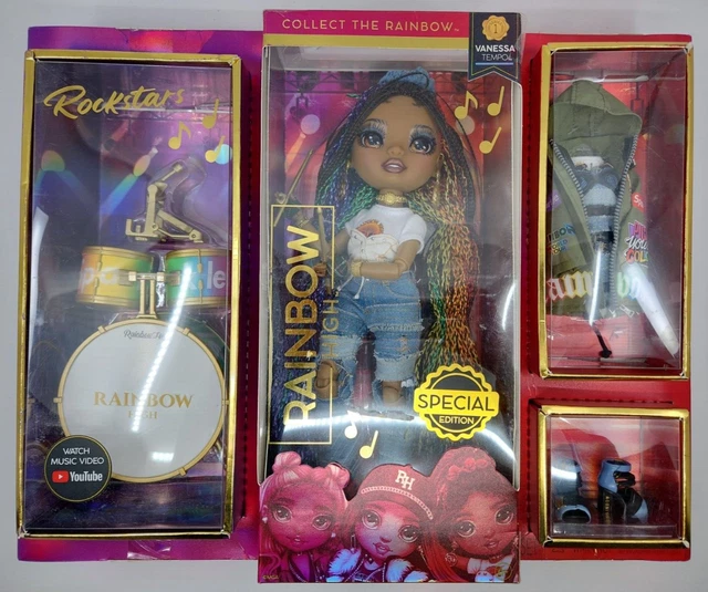 RAINBOW HIGH ROCKSTAR Vanessa Tempo Fashion Doll w/ Drums & Braided ...