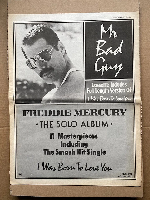 FREDDIE MERCURY MR BAD GUY POSTER SIZED original music press advert ...