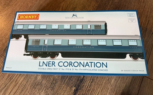 HORNBY R40224 LNER Coronation Coaches Open First Nos. 1713 & 1714 C&D £ ...