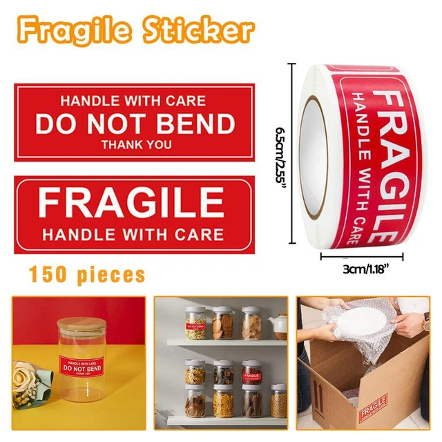 150PCS/ROLL FRAGILE STICKERS Fragile Label Sticker Care Handle Mailing ...