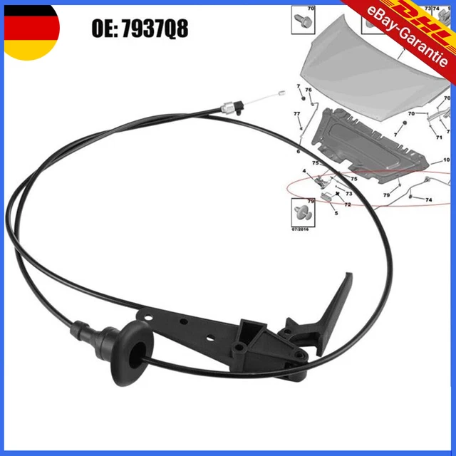 MOTORHAUBENZUG BOWDENZUG FÜR Citroen Berlingo Peugeot Partner Mk2 7937 ...