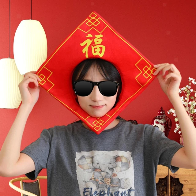 PLUSH HAT FUNNY Fu Character Headgear for Masquerade Ball Role Play ...