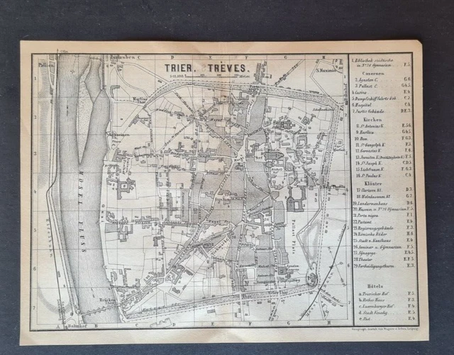ANTIQUE (1882) MAP / city plan - Trier - Germany £9.95 - PicClick UK