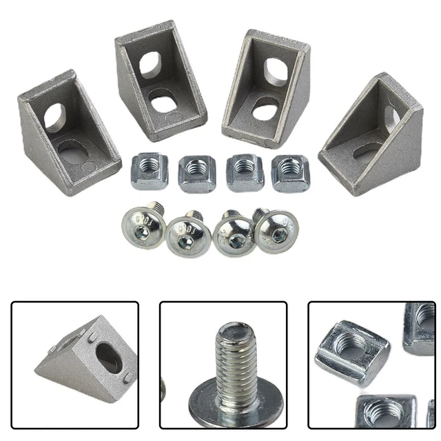 ALUMINUM PROFILE CONNECTOR Kit Corner Bracket M5 T-Slot Nuts Hex Socket ...