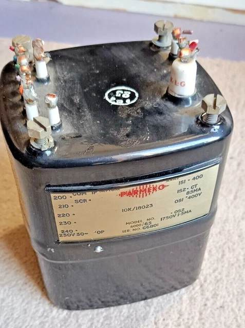 PARMEKO HT TRANSFORMER 400v 0 400v 1750v ex MOD Neptune 1960 £38.00 ...