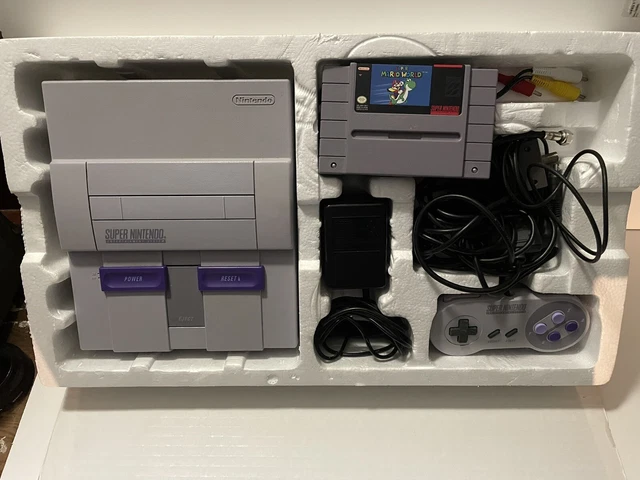 SUPER NINTENDO CONTROL Set Console SNES SNS-001 Complete In Box Tested ...