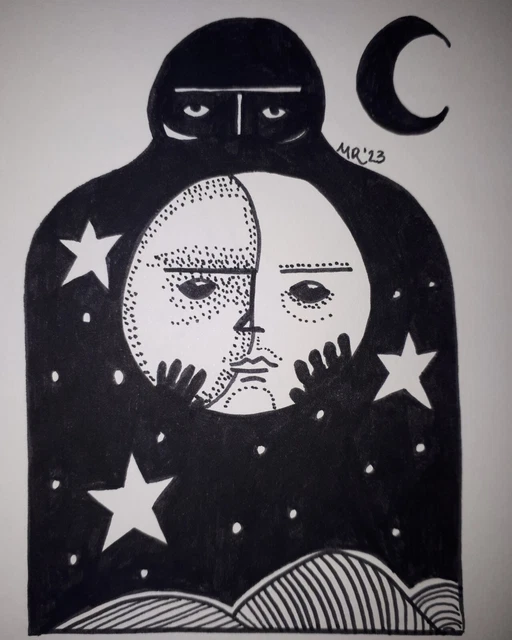DAILY SKETCH ORIGINAL Ink Drawing 'Mr Nighttime' by Michelle Ranson £1. ...