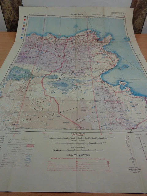 ORIGINAL WW2 RAF map entitled "TUNIS - SFAX" (HQ RAF Middle East) £49. ...