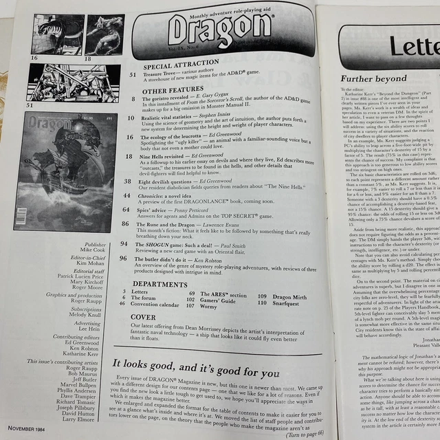 DRAGON MAGAZINE (TSR Dungeons & Dragons role-playing aid) issue 91 £7. ...