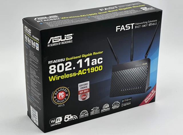 ASUS RT-AC68U AC1900 1300 Mbps 4 Port Gigabit Wireless AC Router $22.30 ...