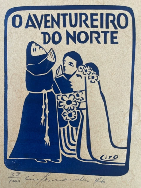 RARE CIRO FERNANDES Brazilian Folk Art woodcut estampe Rio Brasil ...