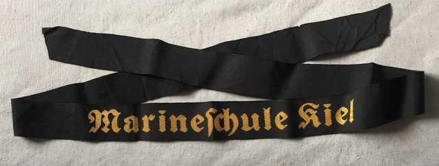 WW2 GERMAN KRIEGSMARINE Cap Tally 'Marineschule Kiel' in Woven Guilt ...