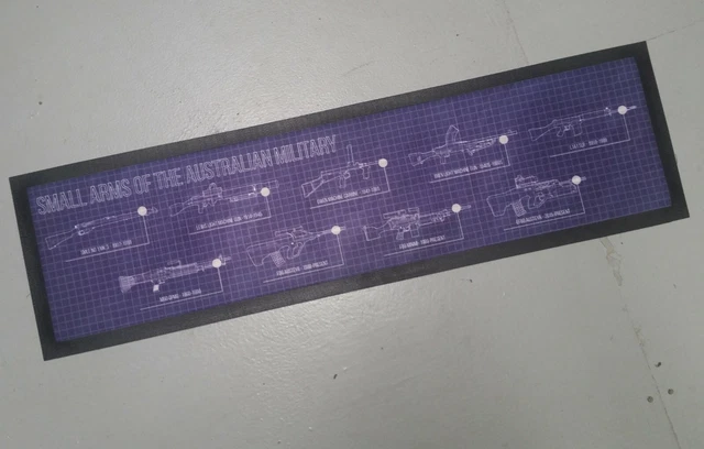 AUSTRALIAN MILITARY SMALL Arms Bar Runner - Rubber Backed Mat New Made ...