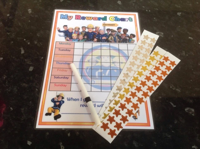 KIDS REWARD CHART behaviour sticker chart fireman sam pen stickers jobs ...