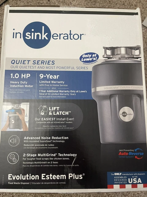 INSINKERATOR EVOLUTION ESTEEM Plus 1HP Food Waste Garbage Disposer ...