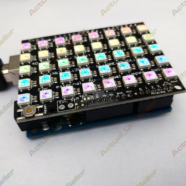 🇬🇧 NEOPIXEL-COMPATIBLE ARDUINO Uno shield, 5x8 40 addressable WS2812B RGB LEDs £10.00 - PicClick UK