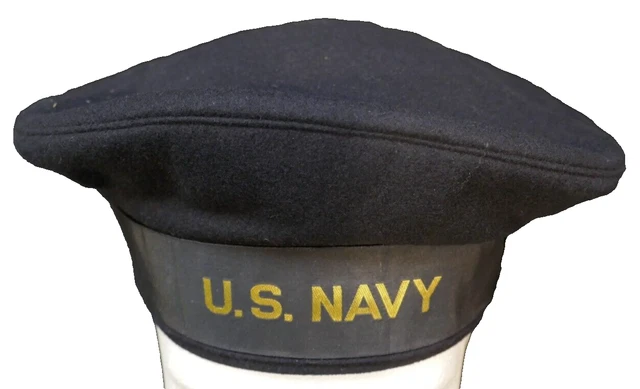 WWII USN NAVY 'U.S. NAVY' Enlisted Sailors "Donald Duck" Flat Cap Hat ...