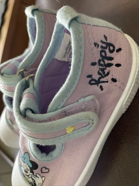 MINNIE MOUSE CANVAS Shoes Toddler First Walkers Pumps Disney Trainers ...