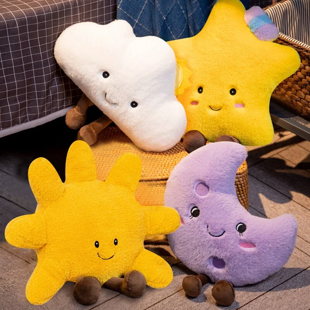 CARTOON SOFT STAR Moon Amuseable Moon Sun and Cloud Bundle Plush Toy ...