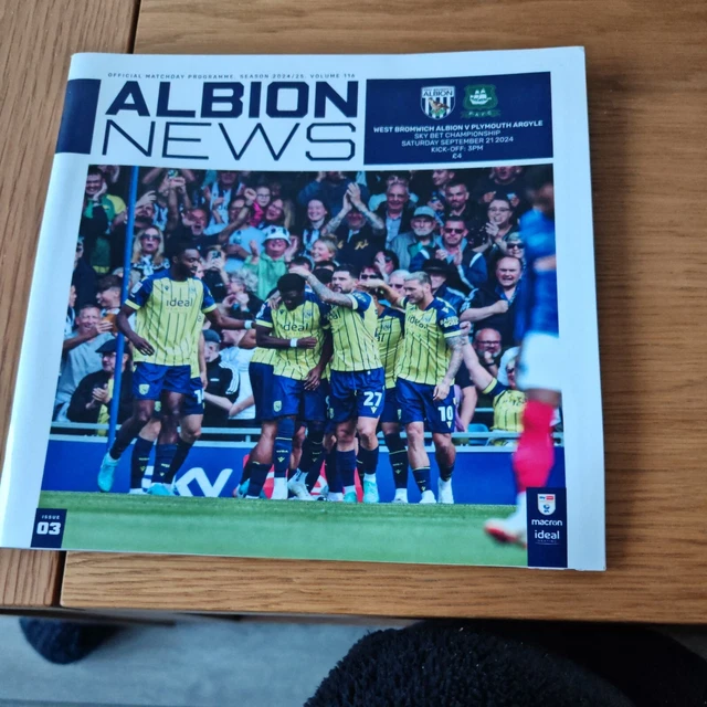 WEST BROMWICH ALBION FC V Plymouth Argyle FC Match Day Programme 21st ...