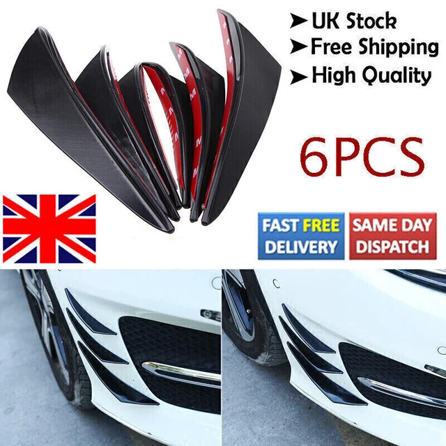 JDM GLOSS BLACK Car Front Bumper Lip Splitter Fins Body Spoiler Canards ...