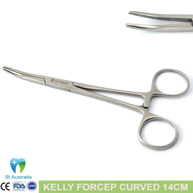 DENTAL KELLY 14CM Locking Forceps Curved Hemostat Artery Clamps ...