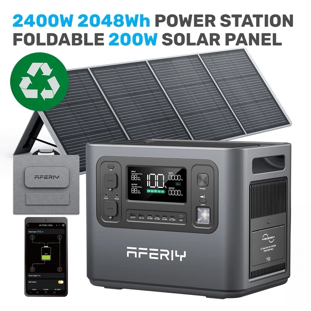 AFERIY P210 POWER Station 2400W/2048Wh LifePO4 Solar Generator+200W ...