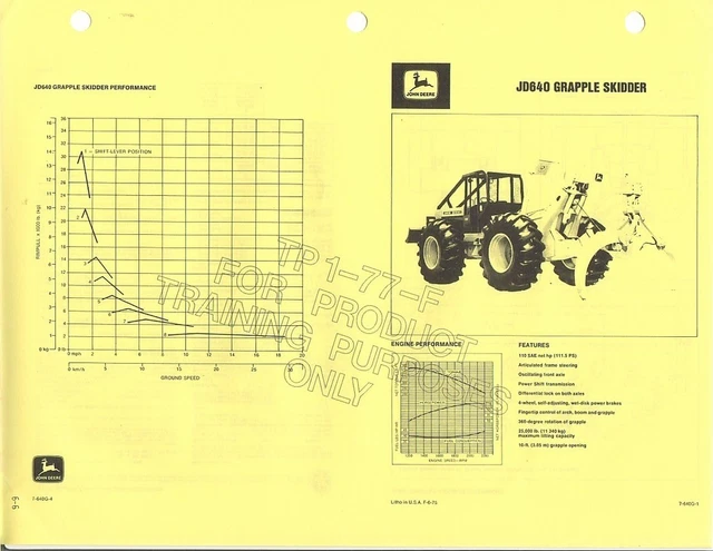 EQUIPMENT DATA SHEET - John Deere - JD640 740 Logging Skidders Brochure ...