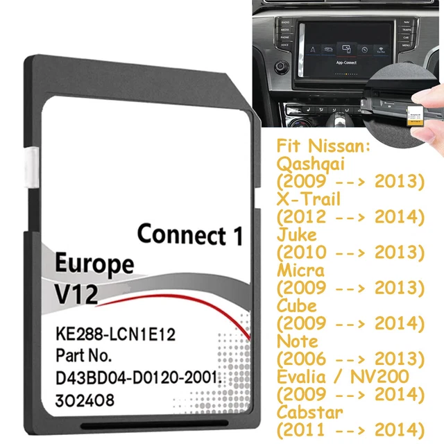 CONNECT1 V12 MAPS SD Navigation Card Update For Nissan qashqai juke ...