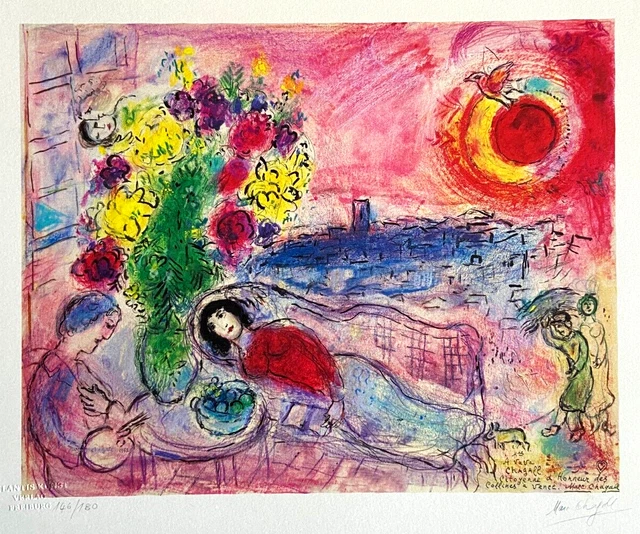 MARC-CHAGALL LITHOGRAPHIE COA Original Sign. E Nummeriert Handbemalt ...