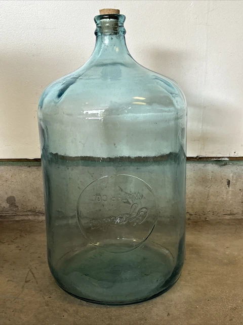 VINTAGE 5 GALLON Blue Glass Water Jug Embossed with "G.P.D. 78" ~ 10 ...