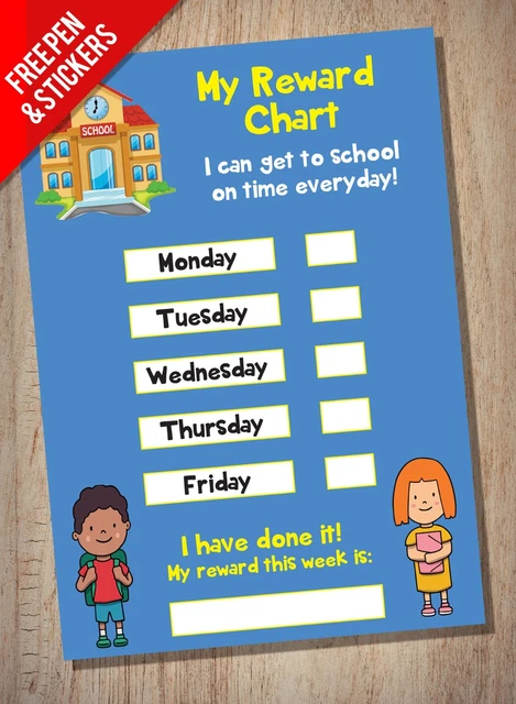 PERSONALISED GET TO School Reward Chart - Kids Childrens Sticker Star ...